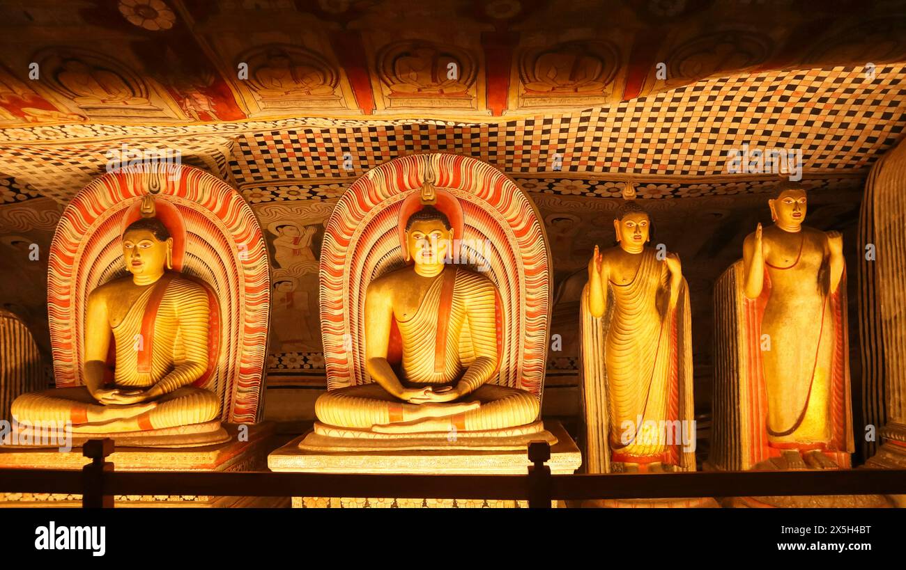 Statues of Lord Buddha in Dhyan Position, Cave Temple, Dambulla, Sri ...