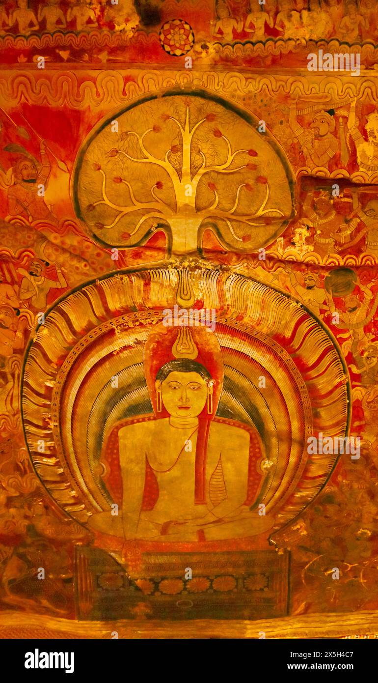 Ancient Painting of Lord Buddha Sitting Under BodhiVriksha, Cave Temple ...