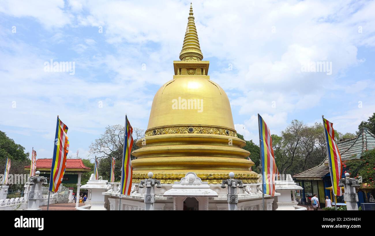View of Golden Pagoda, at the back of Cave Temple, Dambulla, Sri Lanka ...