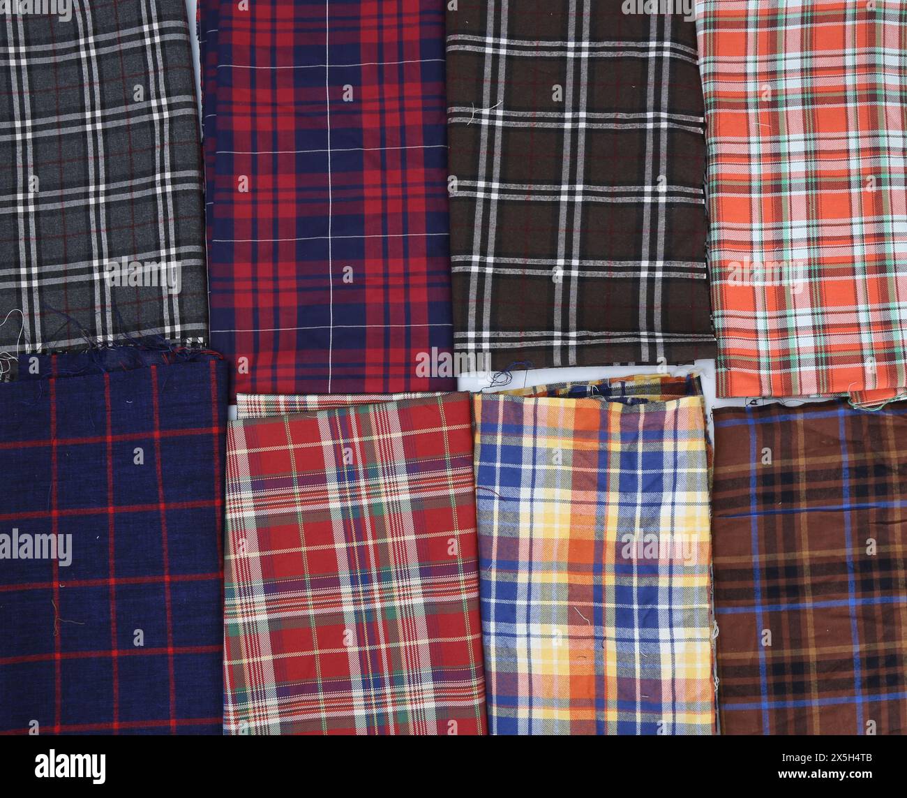 cotton checked & strips fabric background Stock Photo - Alamy