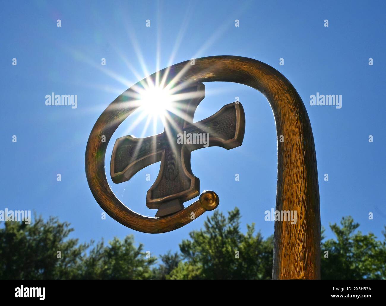 Wachstedt, Germany. 09th May, 2024. A cross in the crosier of the ...