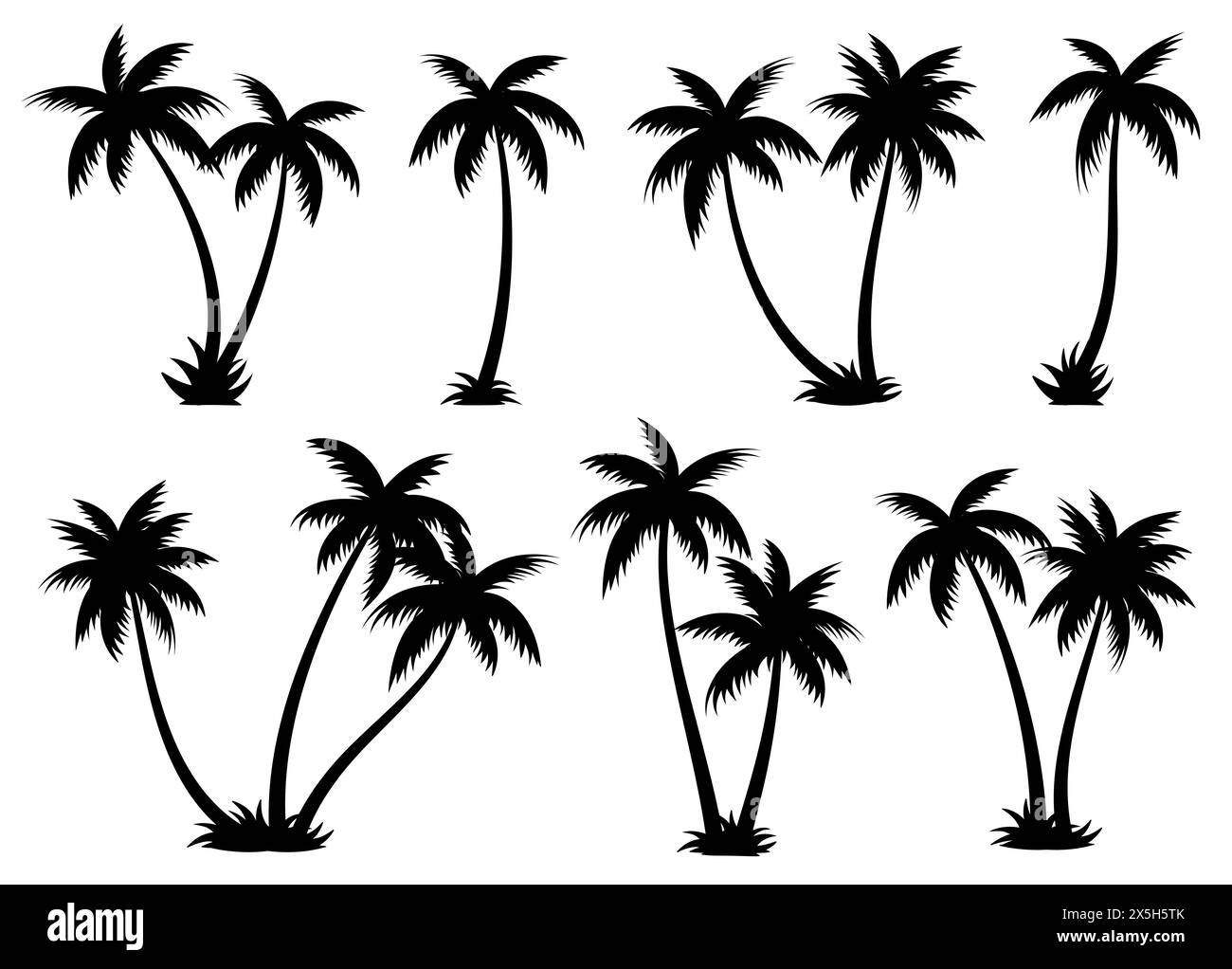 Palm trees silhouettes summer set. Palm trees isolated on white ... Palm trees silhouettes summer set. Palm trees isolated on white ...