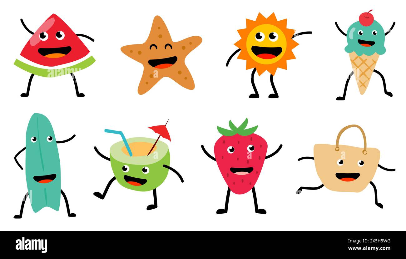 Fun cartoon characters for summer. Cartoon characters are used in ...