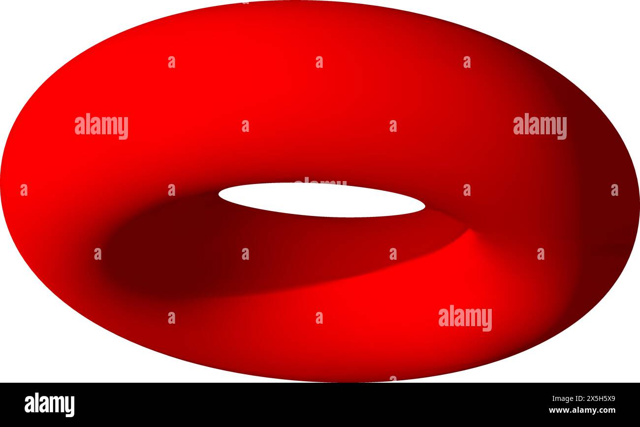 Isolated colorful torus in 3D perspective. Abstract geometric donut ...