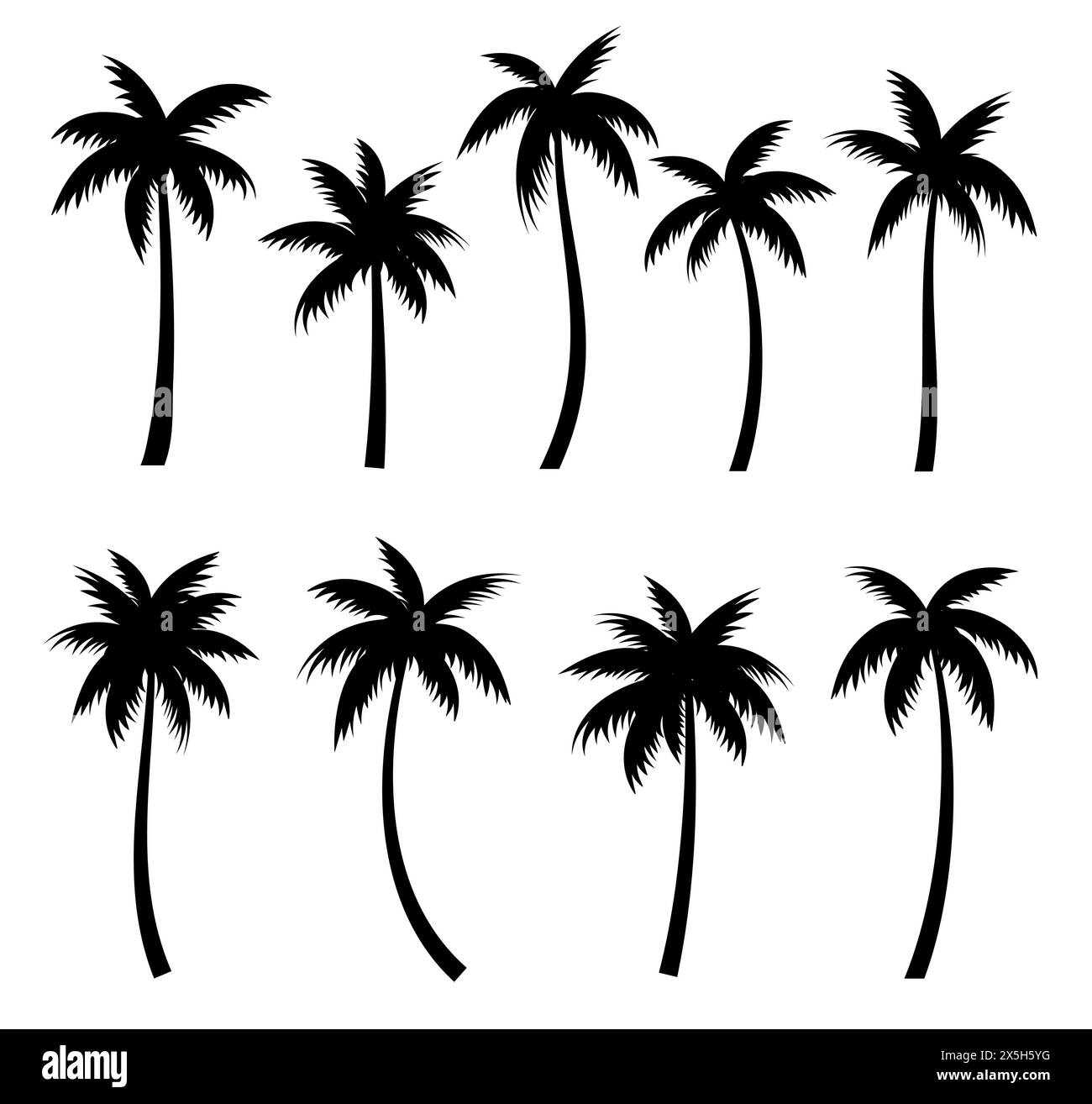 Palm trees silhouettes summer set. Palm trees isolated on white ... Palm trees silhouettes summer set. Palm trees isolated on white ...