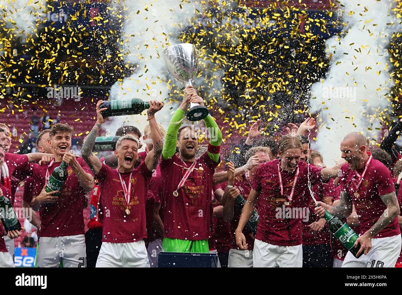 May 09 2024: Silkeborg raising the cup during the Danish Cup Final game ...
