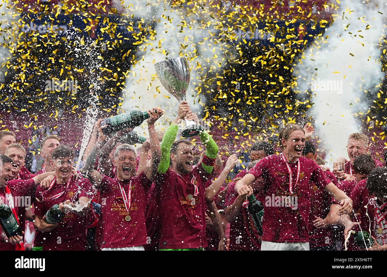 May 09 2024: Silkeborg raising the cup during the Danish Cup Final game ...