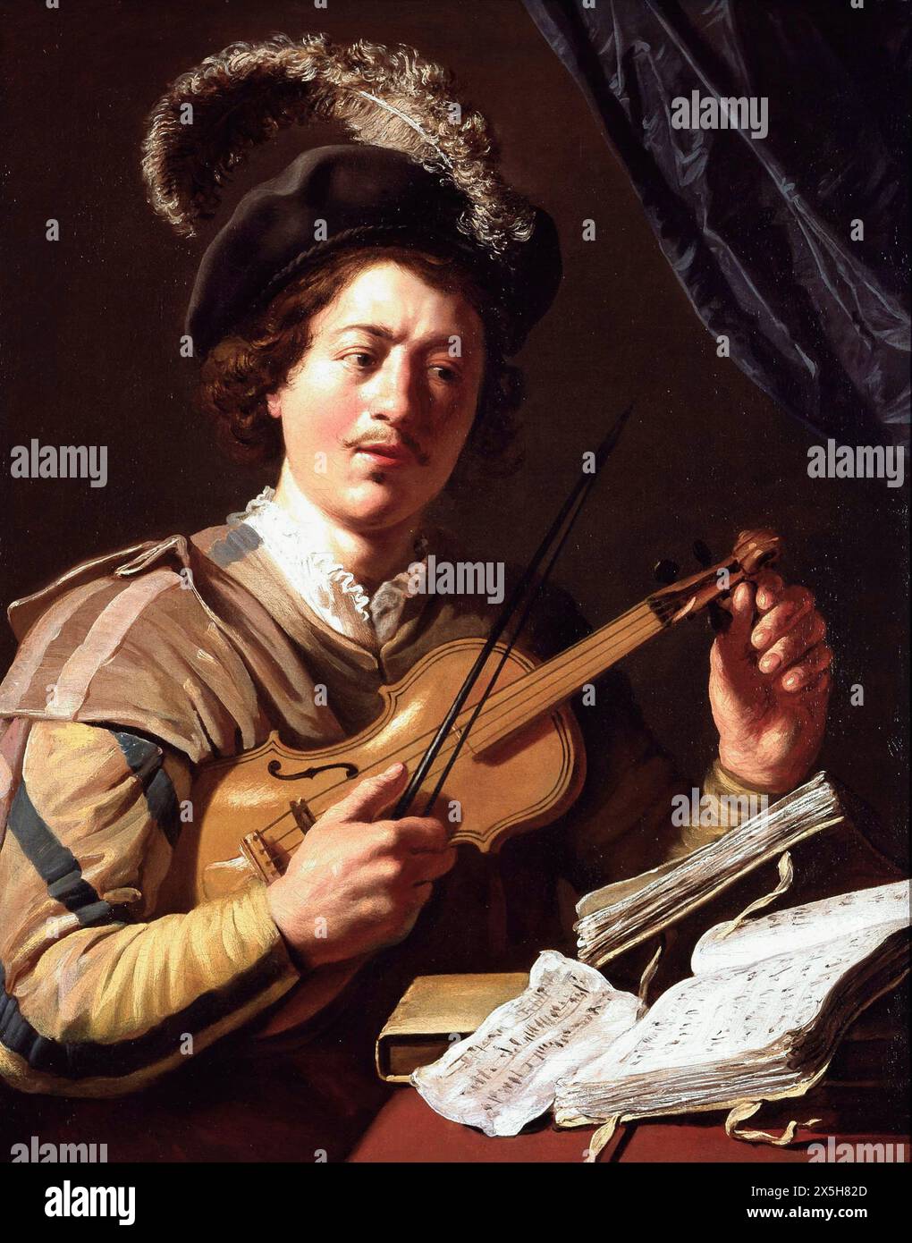 The Violin Player Jan Lievens musician 1600 1600s 17th century Stock ...