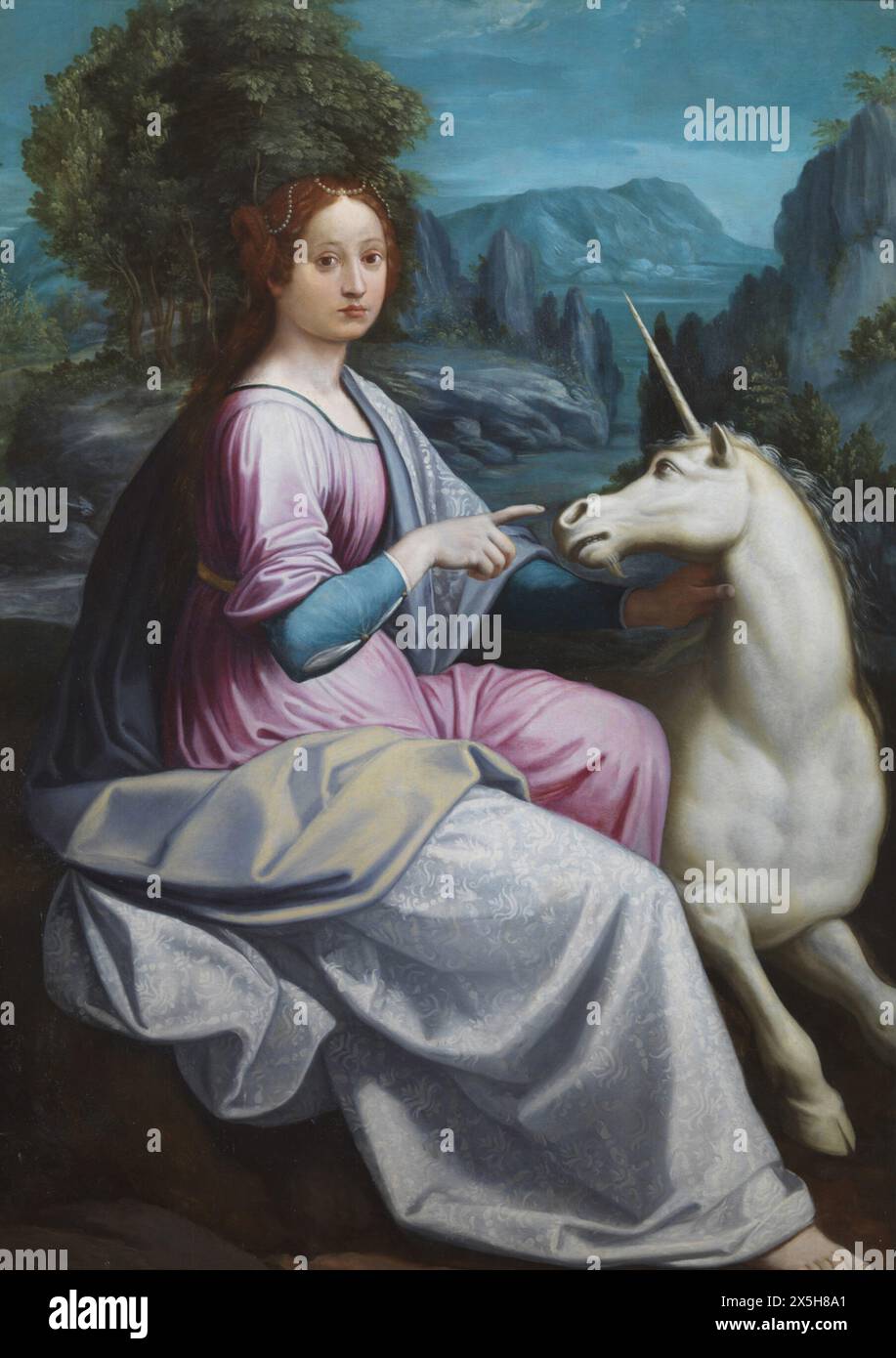 The Lady and the Unicorn by Luca Longhi, portrait of Giulia Farnese ...