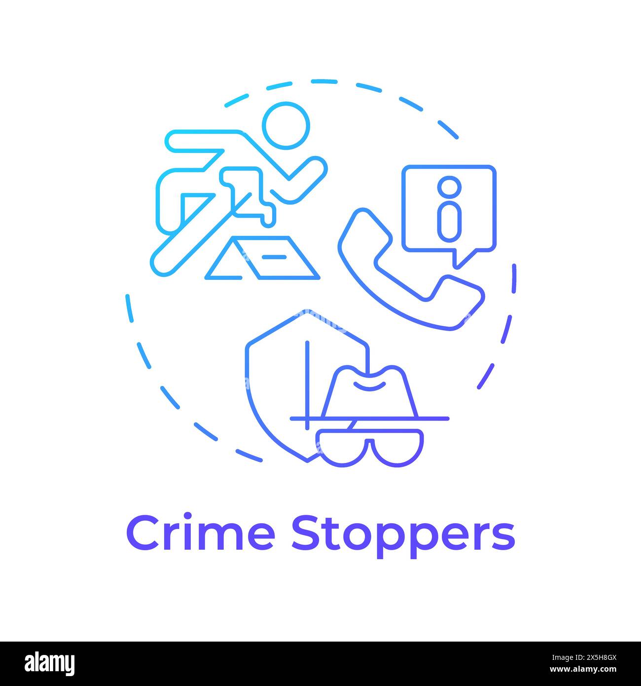 Crime stoppers blue gradient concept icon Stock Vector Image & Art - Alamy