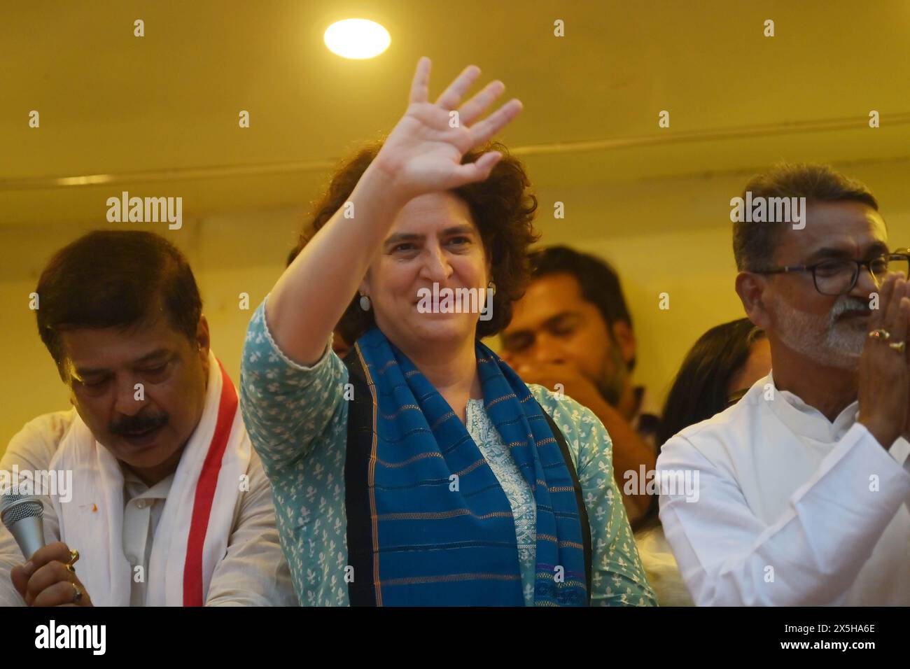 Congress leader Priyanka Gandhi Vadra, alongside leaders from the ...