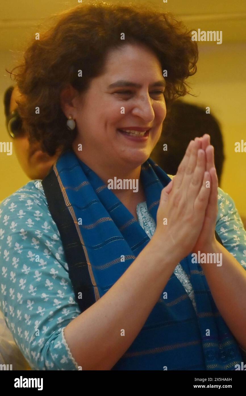 Congress leader Priyanka Gandhi Vadra, alongside leaders from the ...