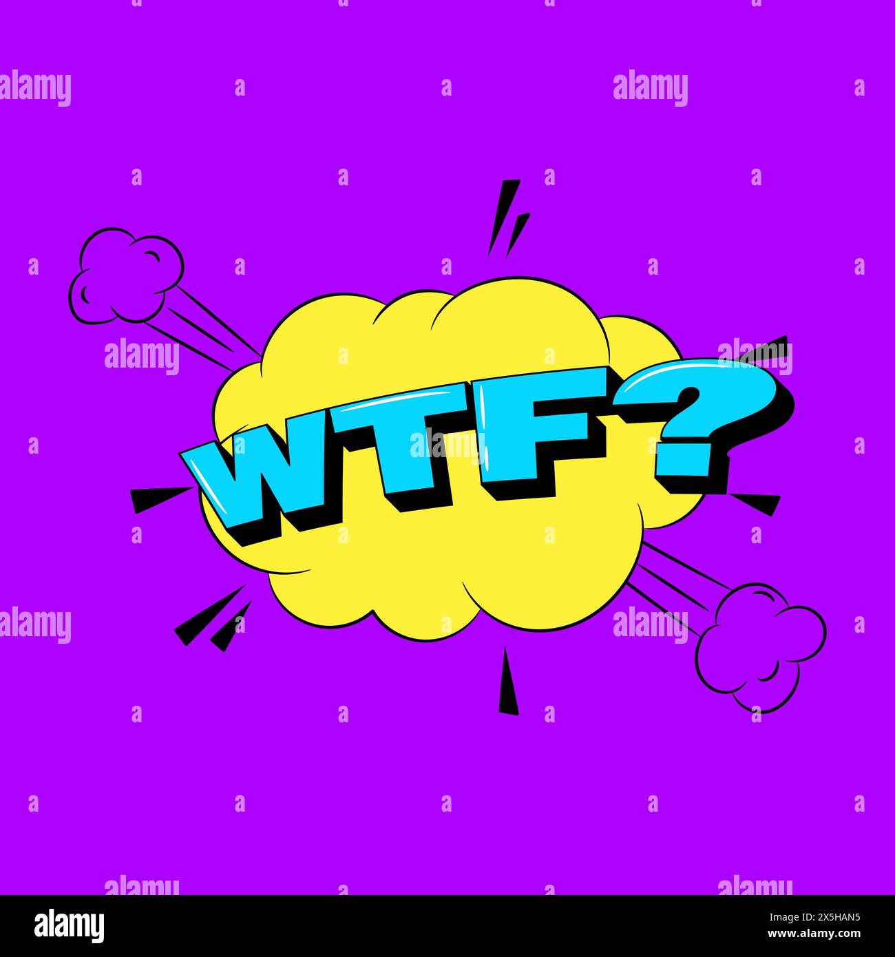 WTF comic book bubble in trendy retro style. Onomatopoeic expressions ...