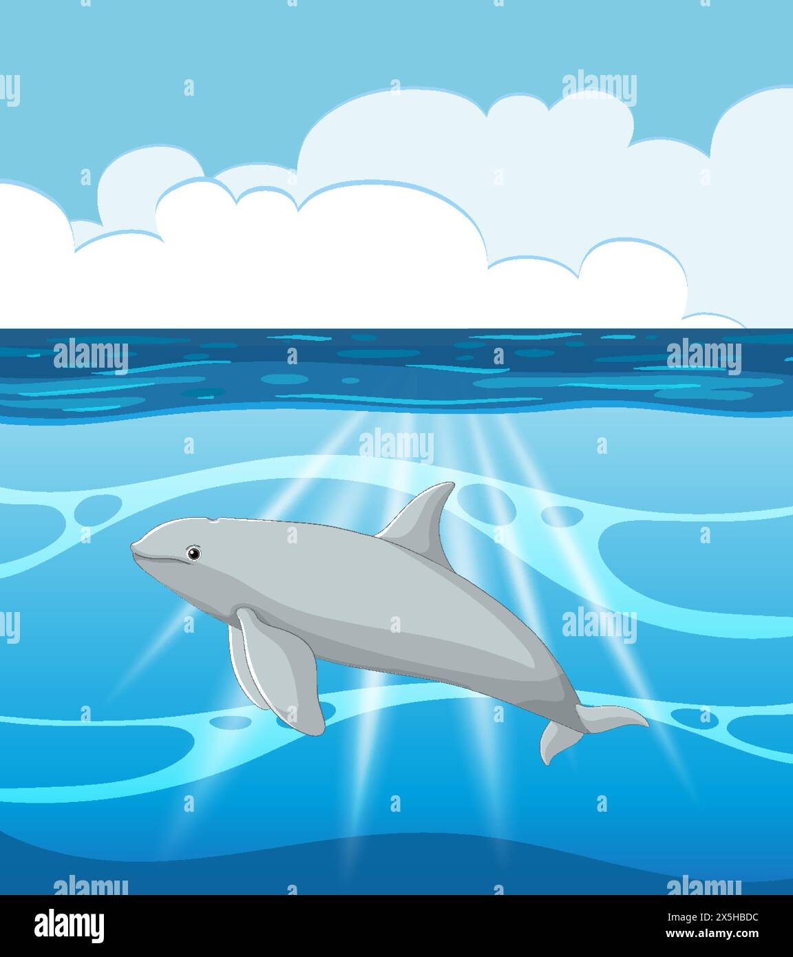 Vector illustration of a dolphin swimming in the ocean Stock Vector ...