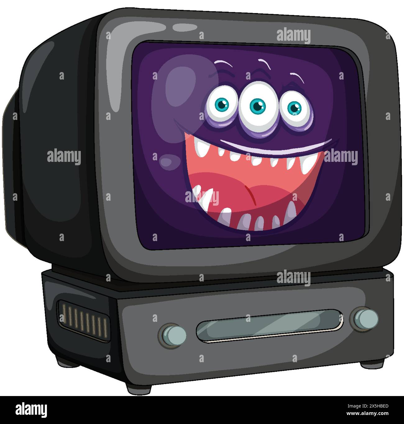 Colorful monster smiling on an old TV screen Stock Vector Image & Art ...