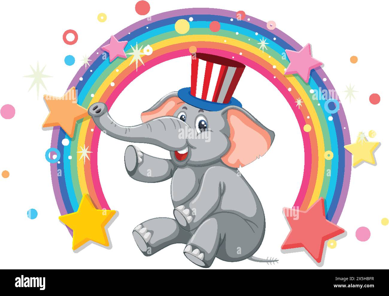 Cartoon elephant under a vibrant rainbow arch Stock Vector Image & Art ...