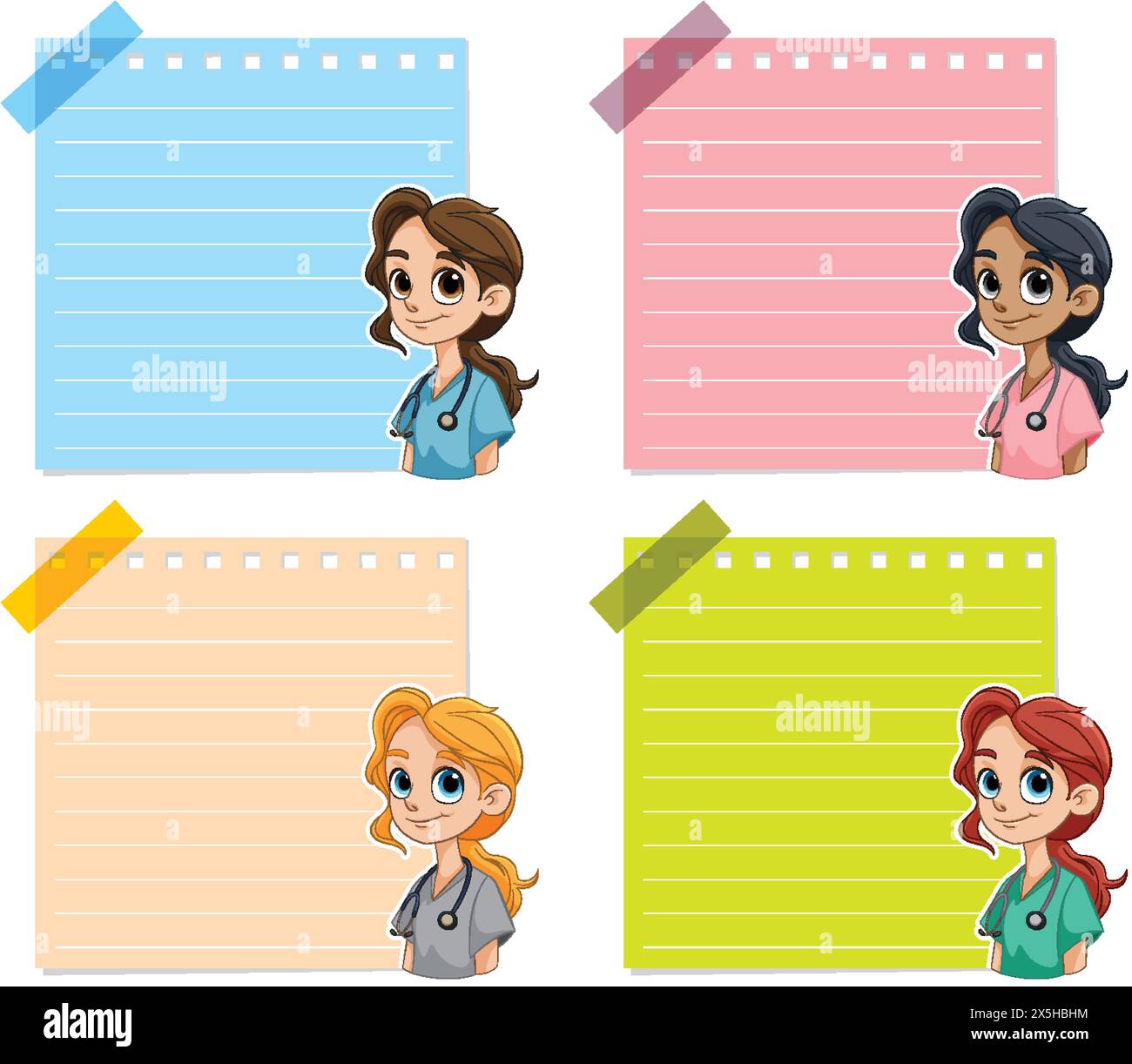 Four cartoon children with blank note templates Stock Vector Image ...