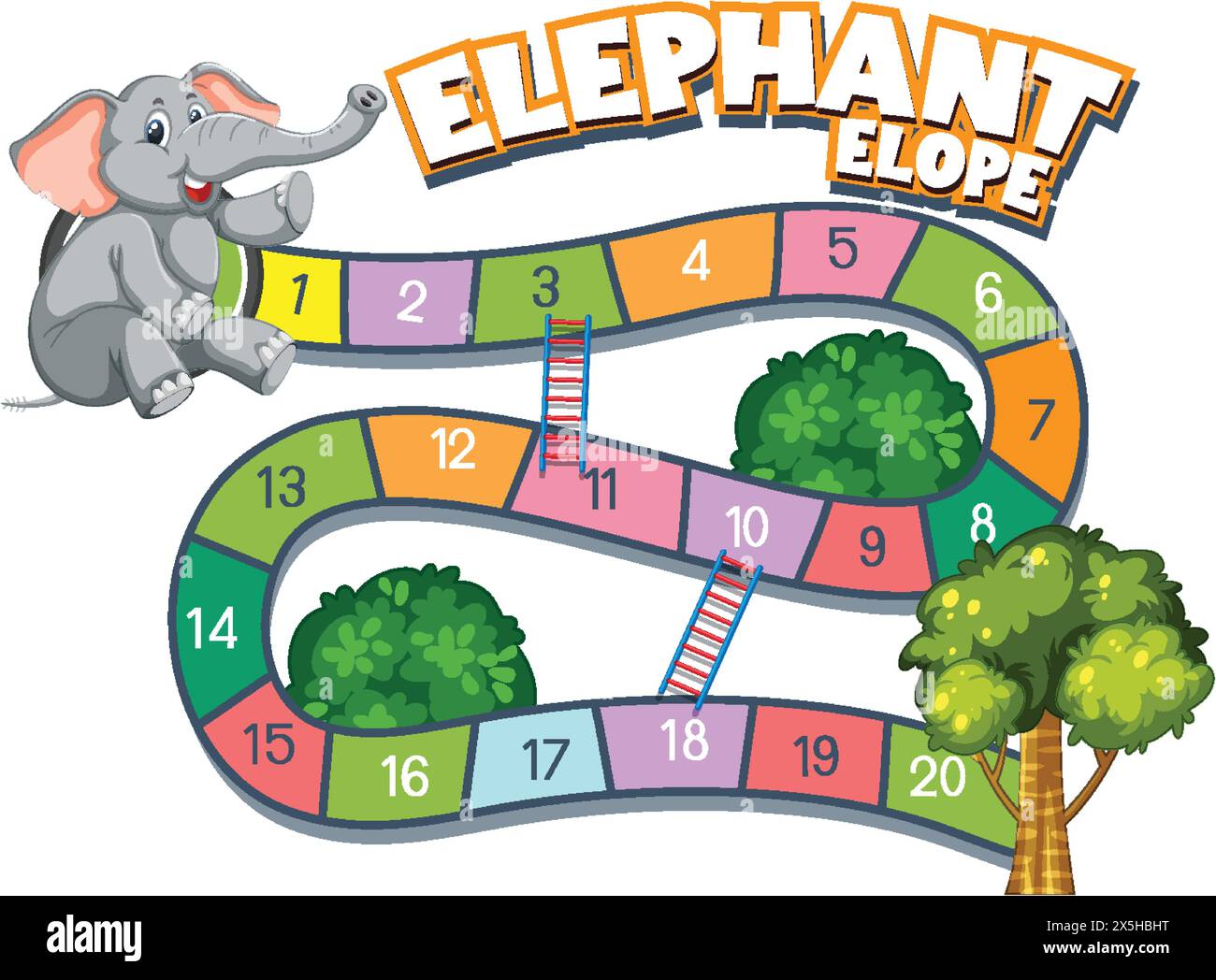 Colorful board game path with playful elephant Stock Vector Image & Art ...