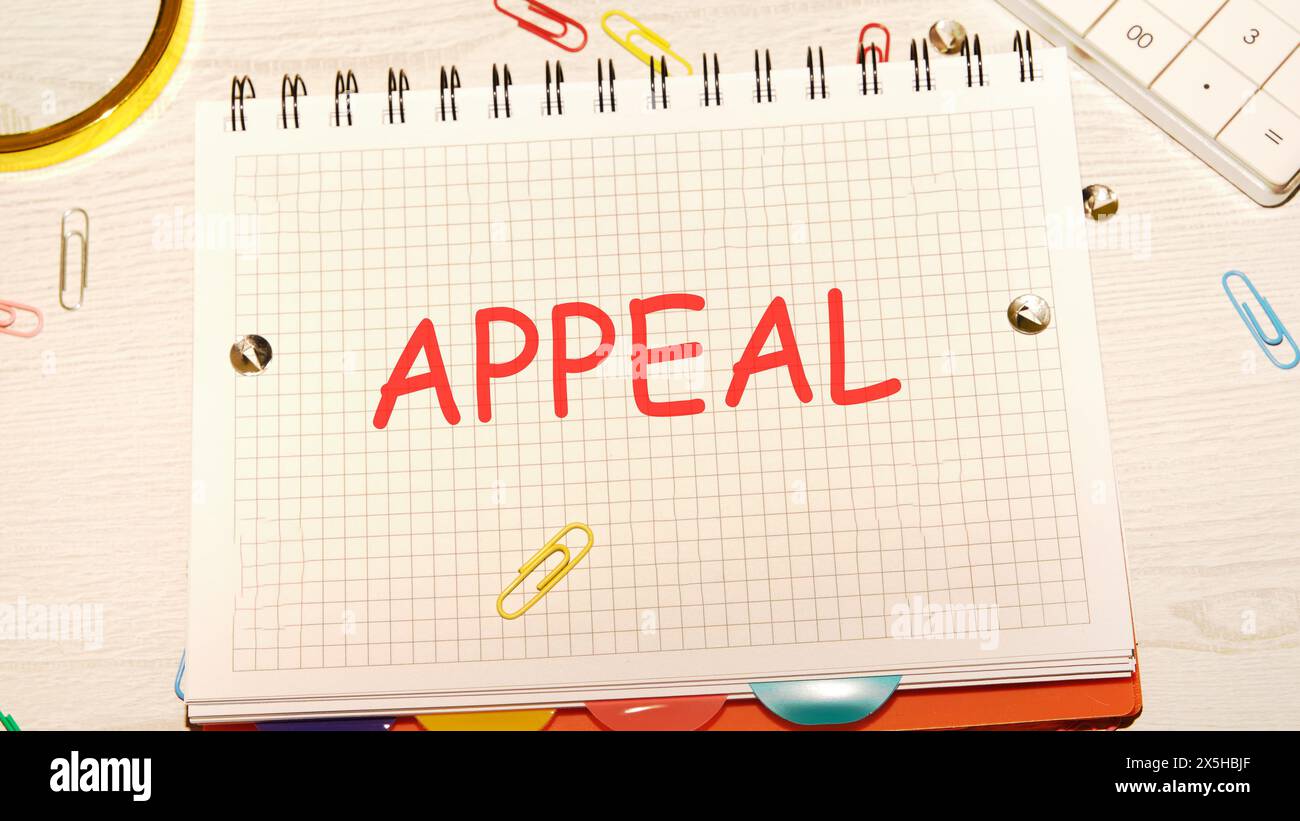 Appeal word written in a checkered notebook Stock Photo - Alamy