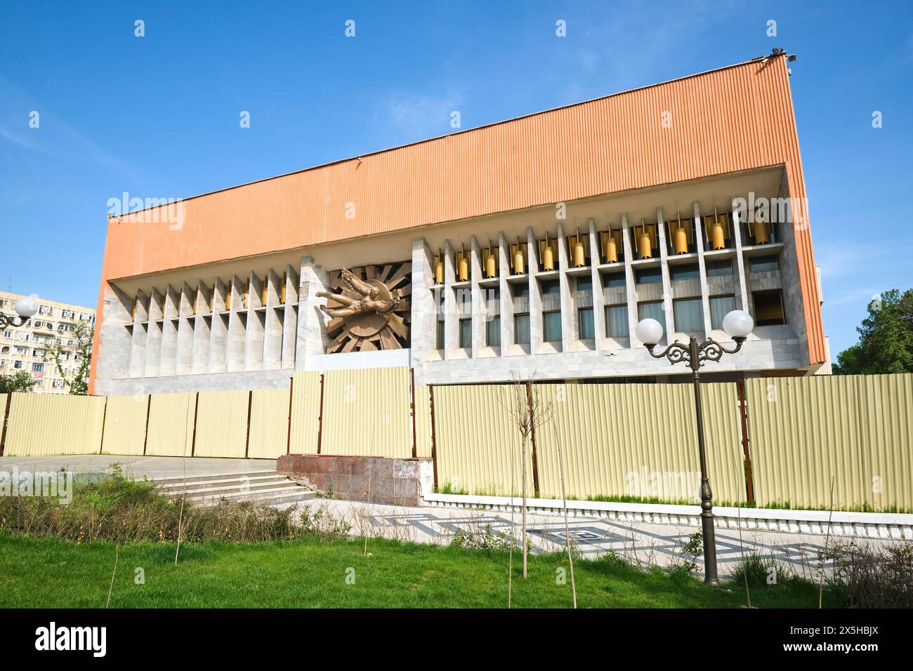 Exterior front facade of the Soviet Modernist style community center ...