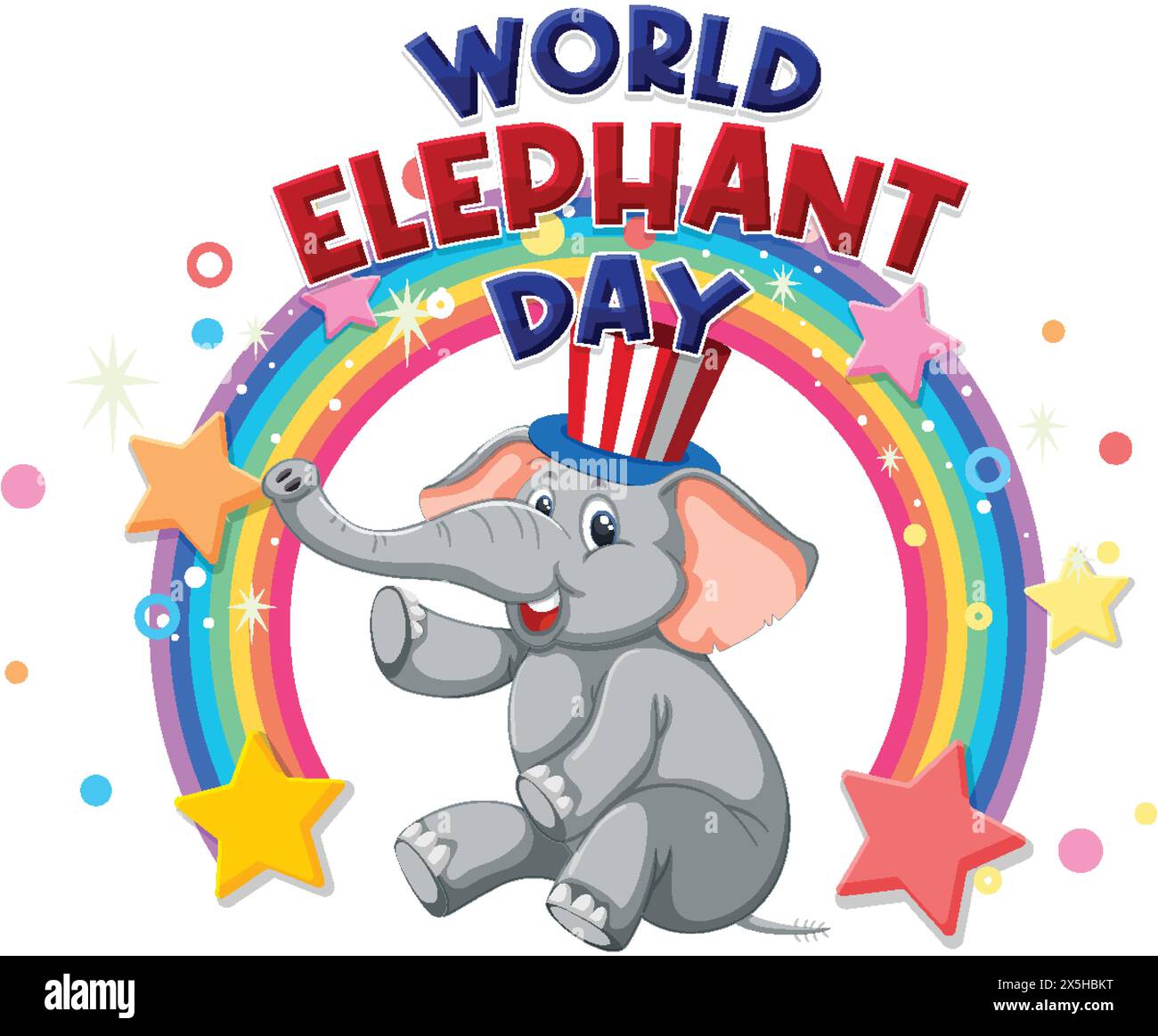 Colorful illustration of elephant celebrating with rainbow Stock Vector ...