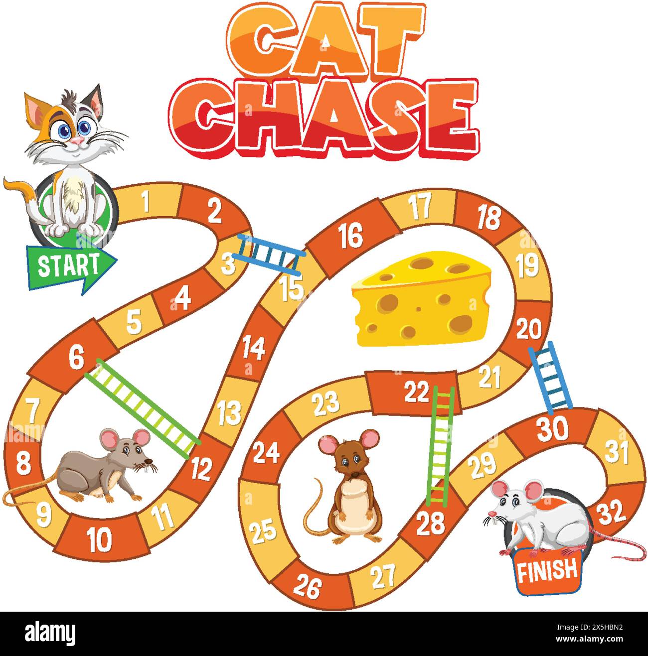 Colorful board game with cat, mice, and cheese Stock Vector Image & Art ...