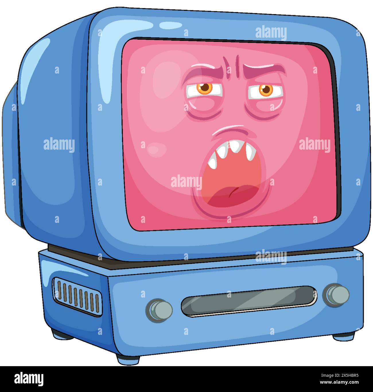 Vector illustration of an angry cartoon television Stock Vector Image ...