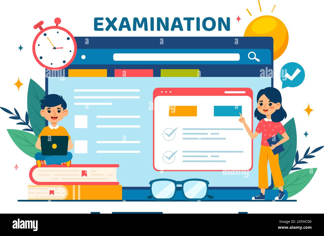 Examination Paper Vector Illustration with Online Exam, Form, Papers ...