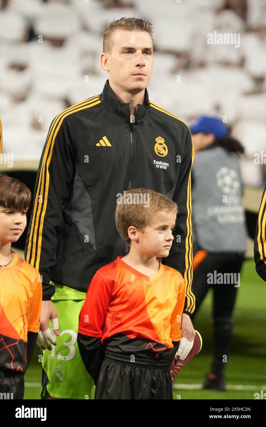 Madrid, Spain. 08th May, 2024. Andriy Lunin of Real Madrid during the ...