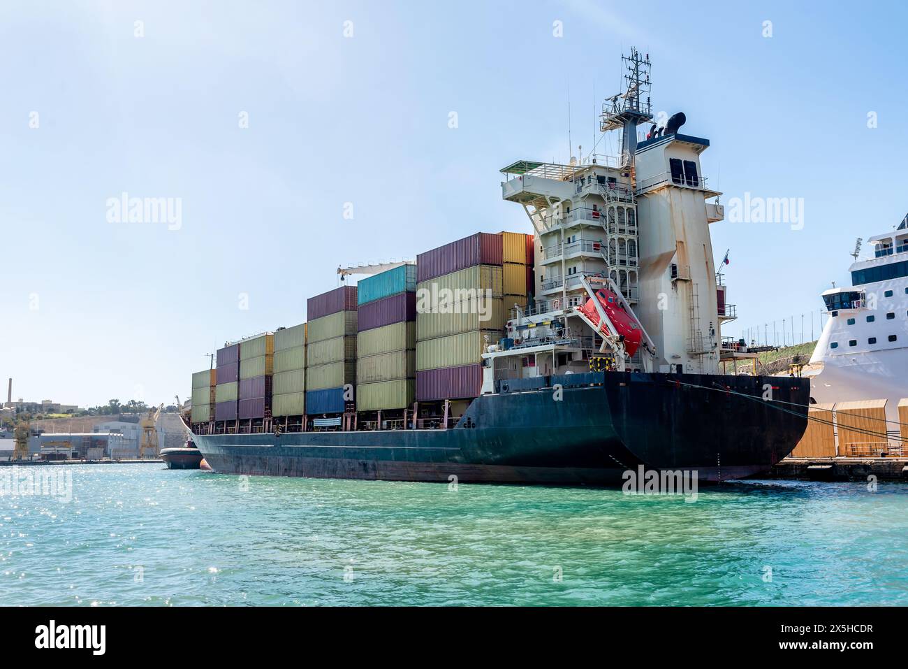 Cargo container Ship, cargo vessel ship carrying container and running ...