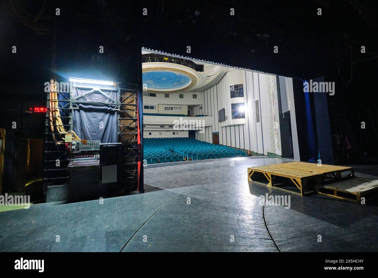 The view from backstage, looking out toward the auditorium audience ...