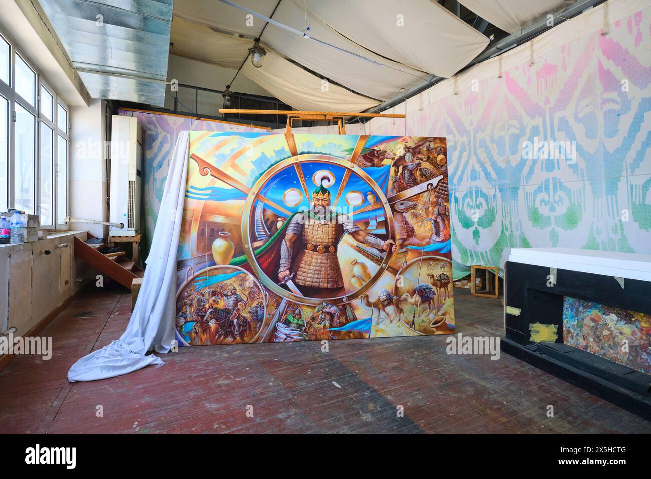 A Silk Road, Mongol era painting of a warrior leader, part of a set for ...