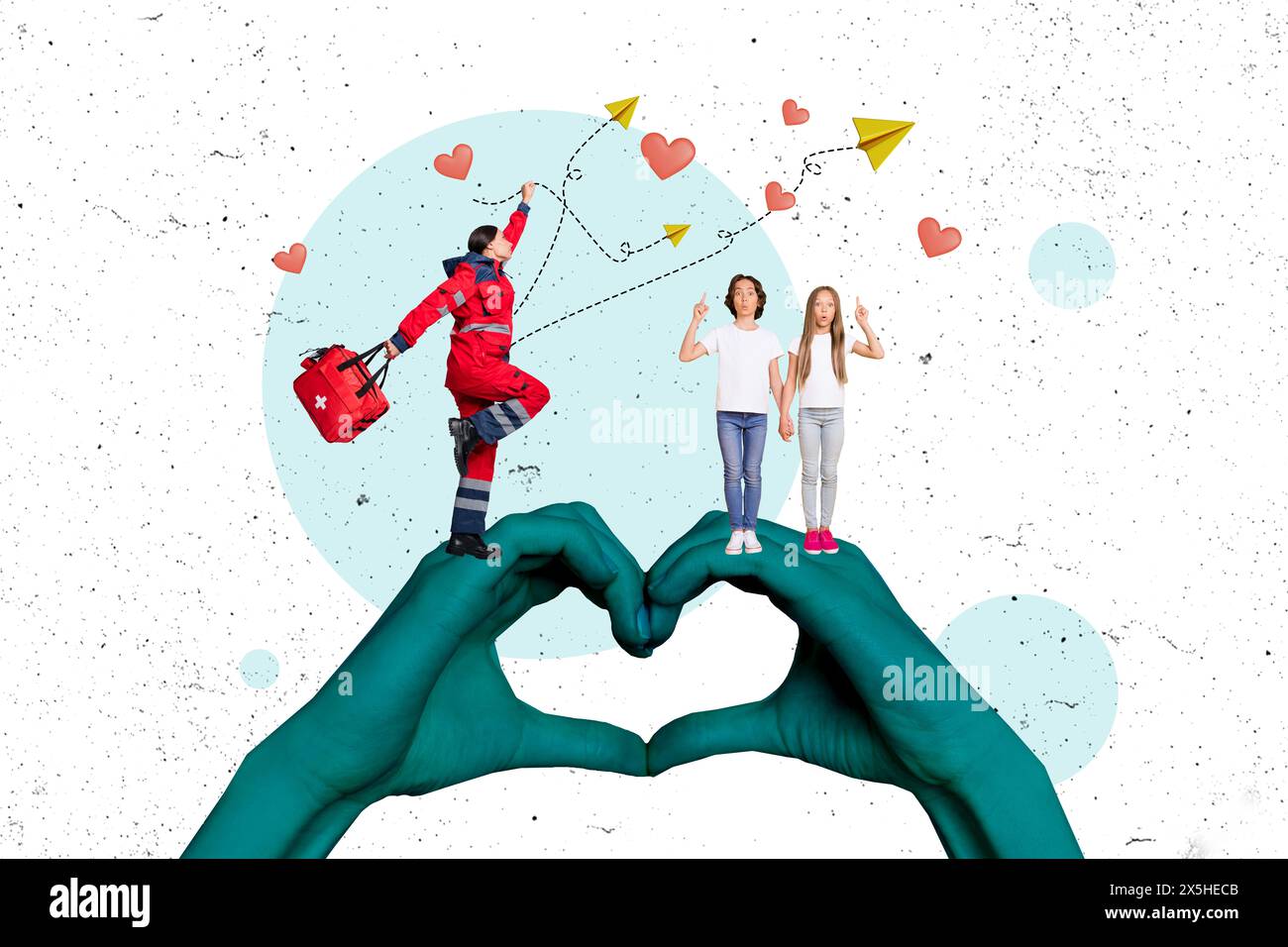 Composite collage picture image of hands heart gesture love paramedic ...