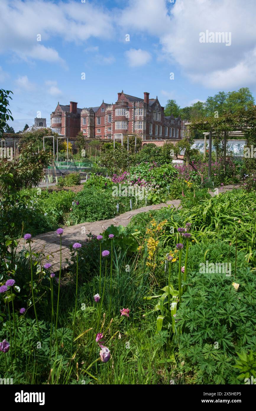 The Elizabethan manor house of Burton Agnes Hall viewed from the walled ...