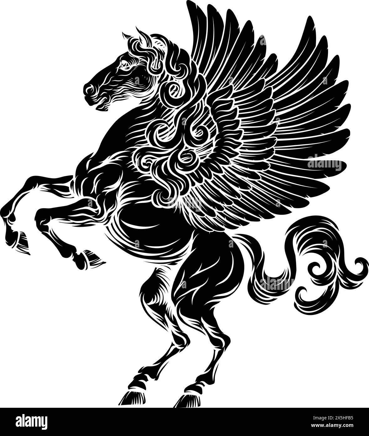 Pegasus Horse Crest Rampant Heraldic Coat of Arms Stock Vector Image ...