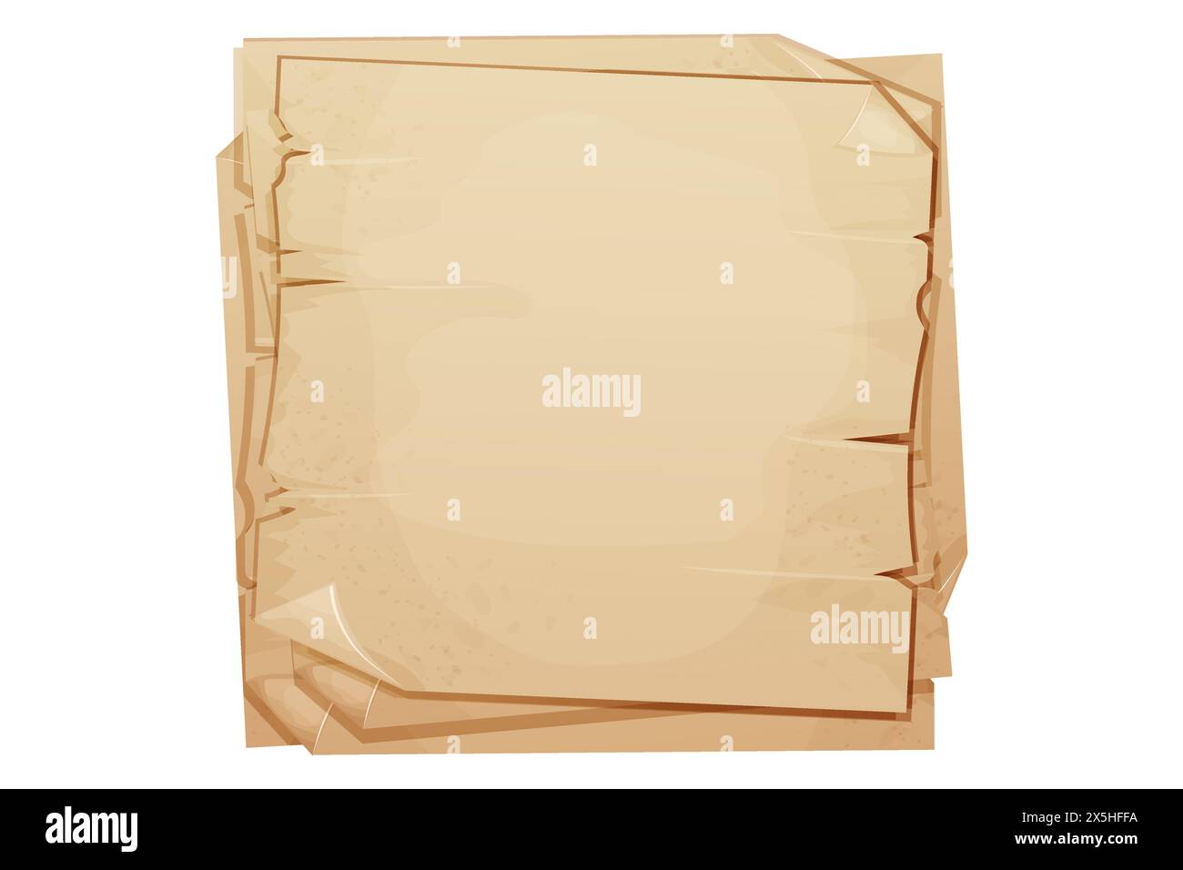 Old parchment paper page, aged sheet surface, map, book blank isolated ...