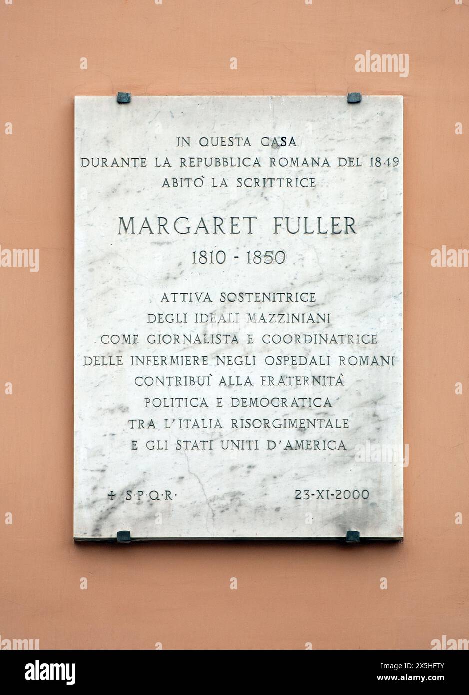 Commemorative plaque at the roman house of the american writer and ...
