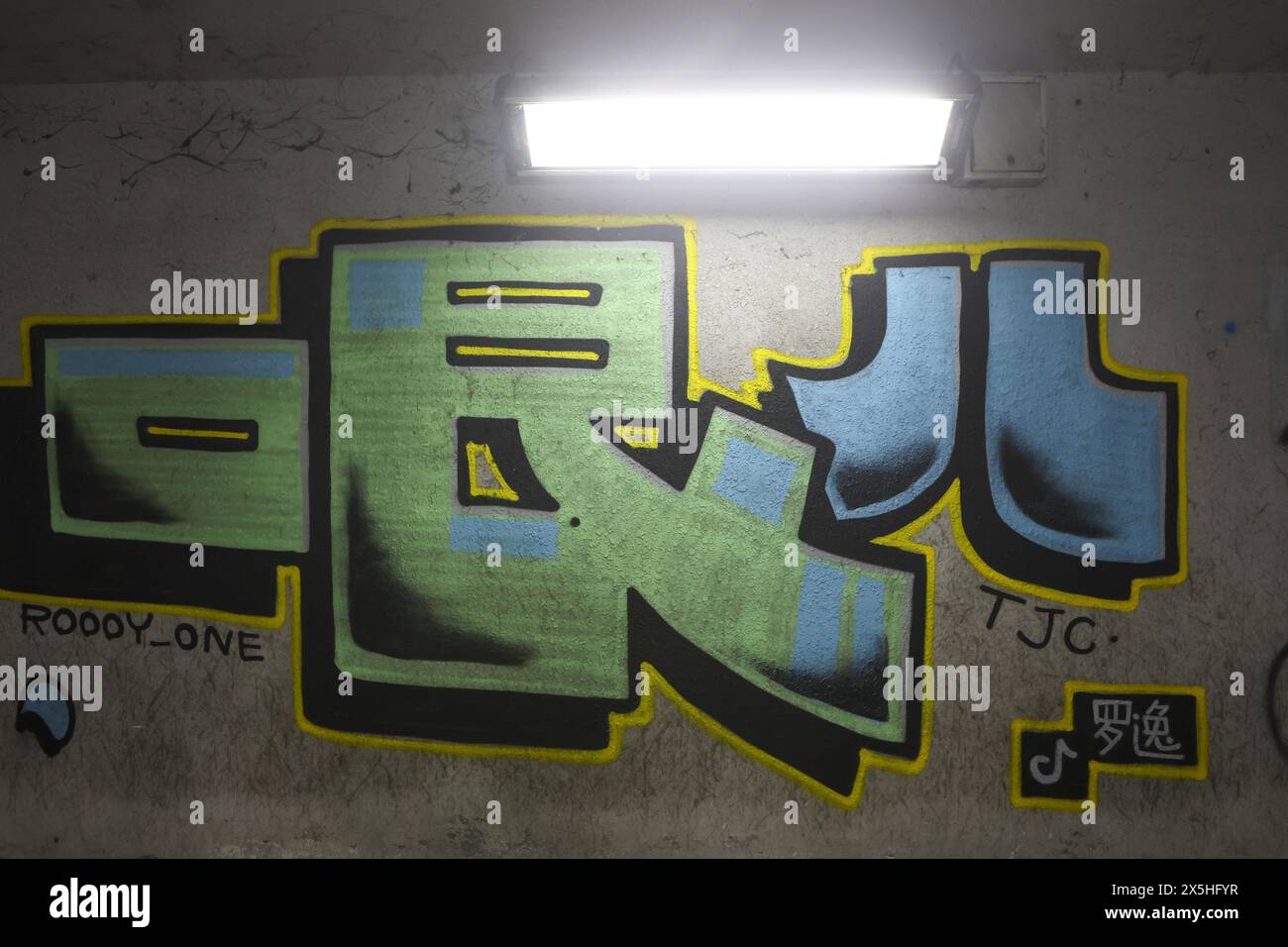 Graffiti paintings on walls at the tunnel of Ligonglou Bridge attract ...