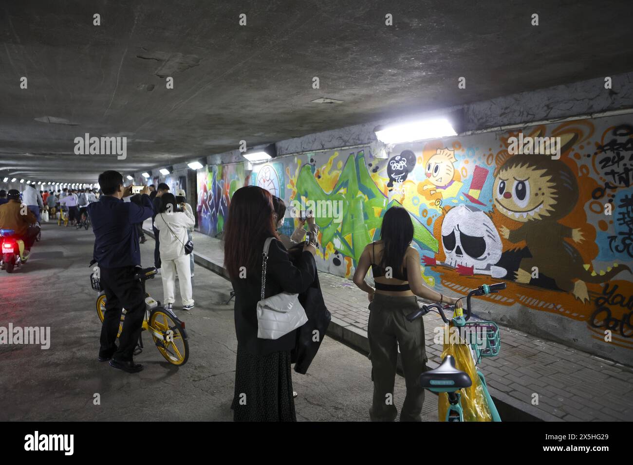 Graffiti paintings on walls at the tunnel of Ligonglou Bridge attract ...