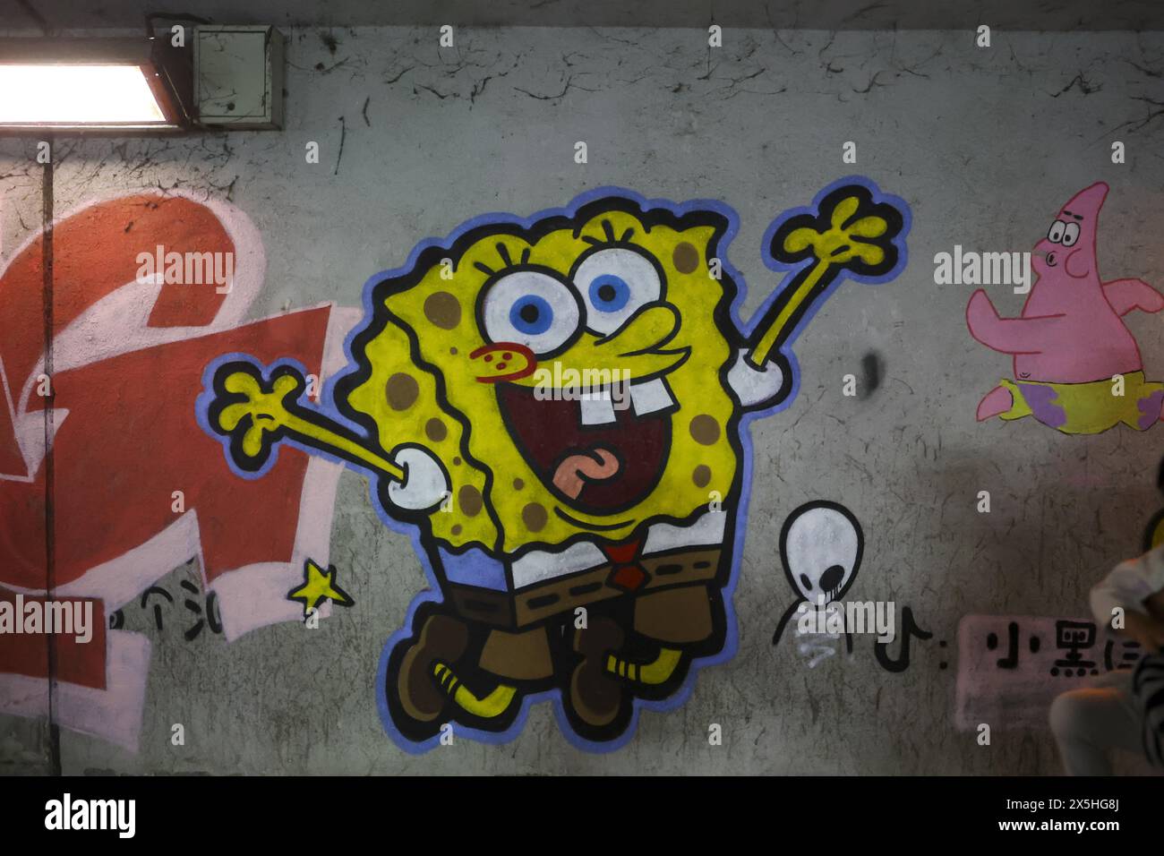 Graffiti paintings on walls at the tunnel of Ligonglou Bridge attract ...