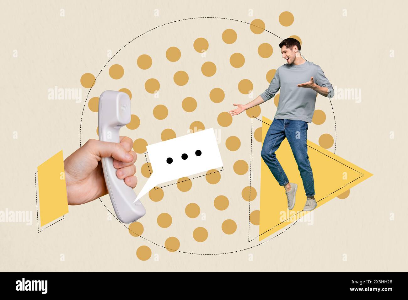 Sketch image composite artwork collage of beige color dots print ...