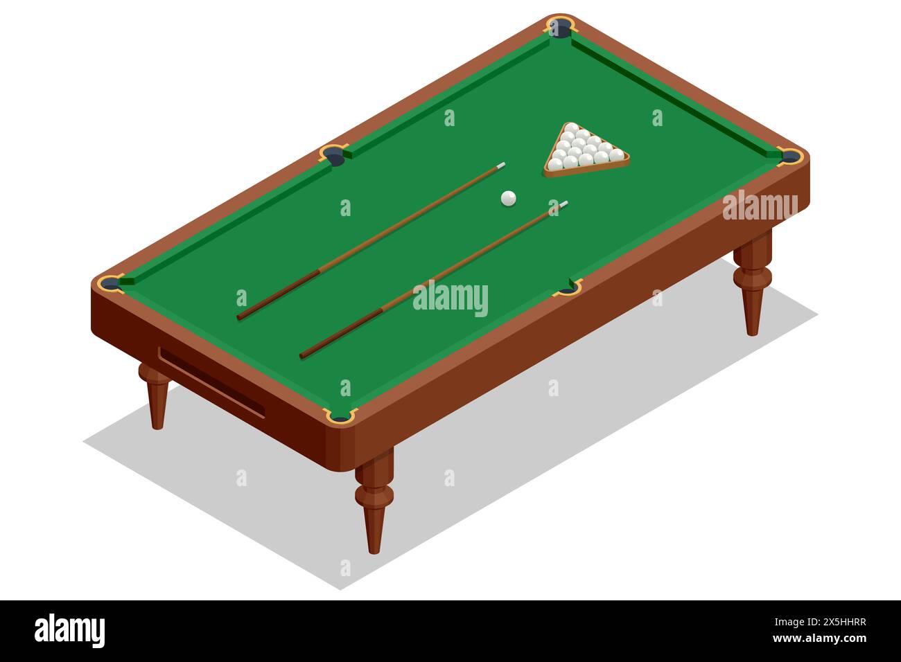 Isometric billiard table isolated on white background. Billiard table ...