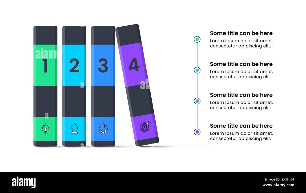 Infographic template with icons and 4 options or steps. Books. Can be ...