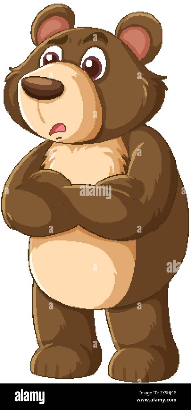 Cartoon bear standing with arms crossed, looking puzzled Stock Vector ...