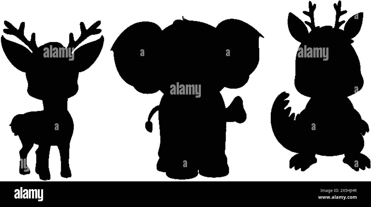 Vector silhouettes of three cute animals Stock Vector Image & Art - Alamy