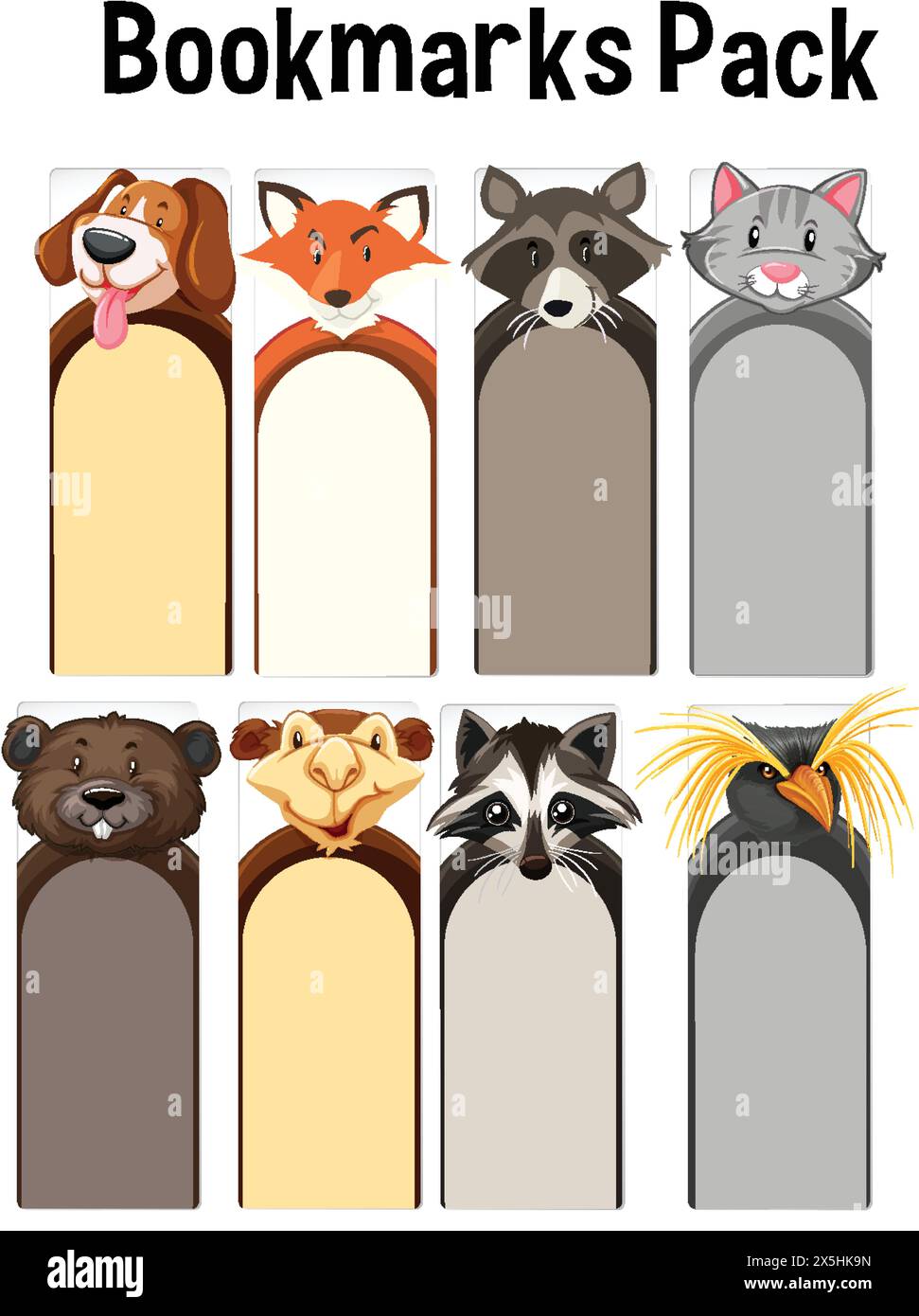 Colorful bookmarks featuring various cute animals Stock Vector Image ...