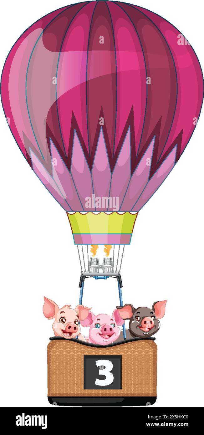 Three pigs enjoying a balloon flight together Stock Vector Image & Art ...