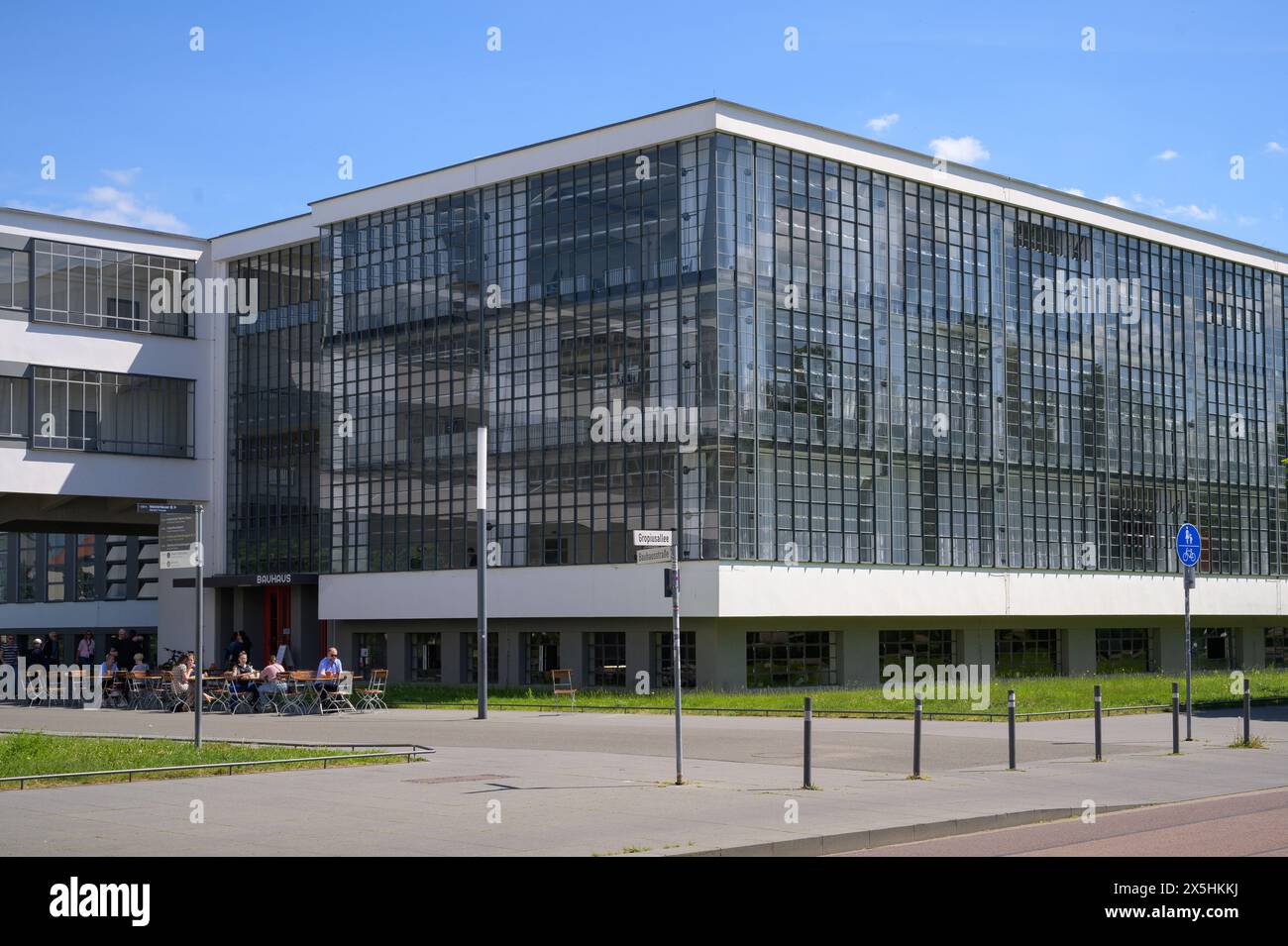 Dessau, Germany - May 9. 2024: View of the Bauhaus, former home of the ...