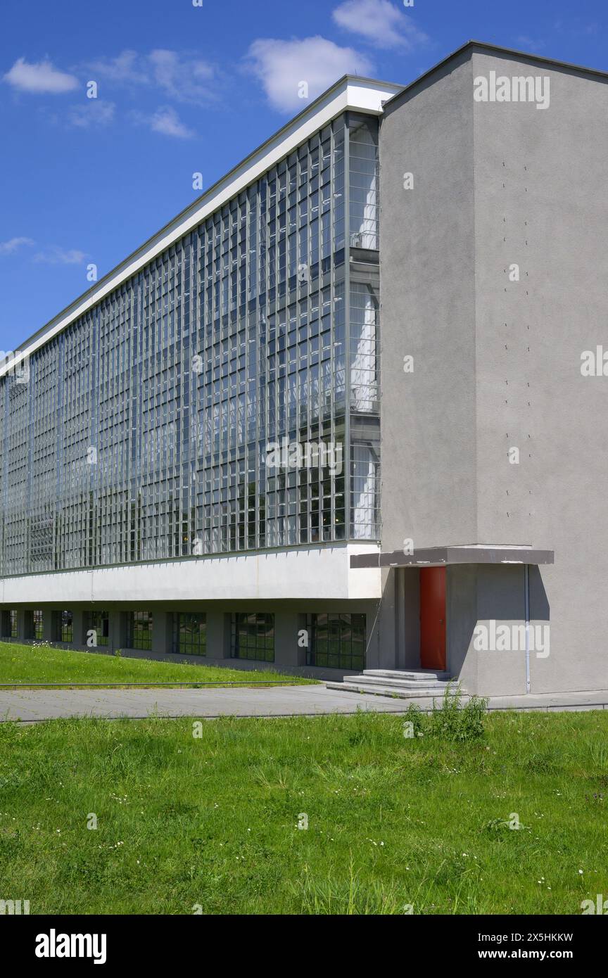 Dessau, Germany - May 9. 2024: View of the Bauhaus, former home of the ...