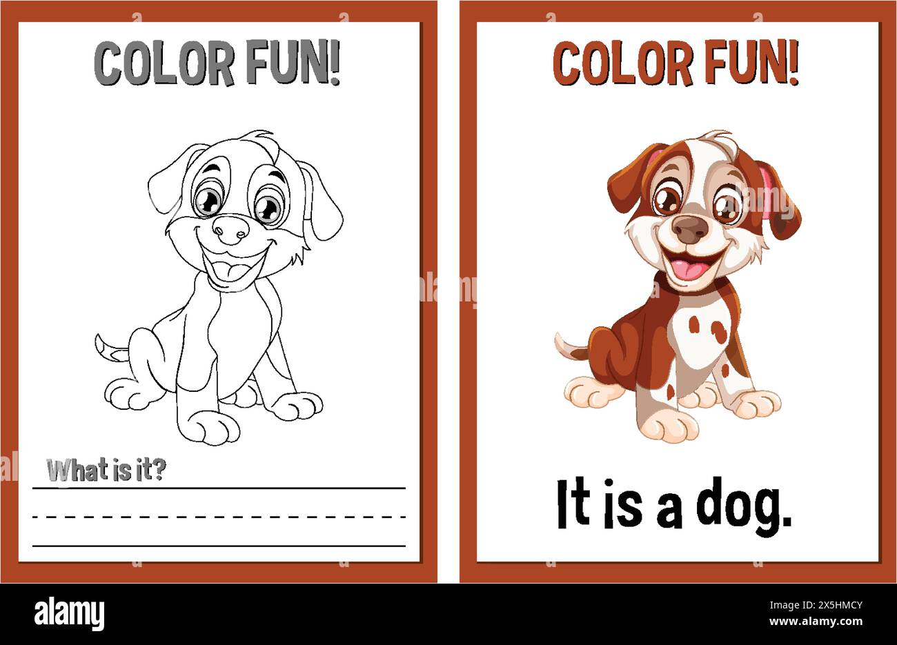 Coloring and learning activity with a cute dog Stock Vector Image & Art ...